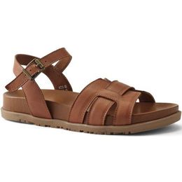 LANDS' END Ledersandalen mit Kn&ouml;chelriemchen, Damen,  Beige, by Lands' End