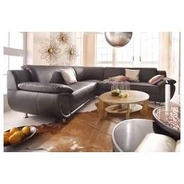 Ecksofa Trendmanufaktur "Rondo wahlweise mit Schlaffunktion, bequeme Armlehnen", braun, B:267cm H:85cm T:247cm, Microfaser PRIMABELLE (100% Polyester);Kunstleder SOFTLUX;Struktur (54% Polyacryl, 46% Polyester);NaturLEDER (echtes Rindsleder) in Sitz und R&uuml;cken, Korpus Kunstleder SOFTLUX, Sofas, Ecksofa, L-Form, wahlw.mit Federkern, F&uuml;&szlig;e chromfarben, Unser Dauertiefpreis