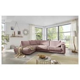 Ecksofa Home Affaire "Enisa XXL B/T/H: 325/224/85 cm L-Form", rosa (ros&eacute;), B:325cm, Cord (88% Polyester / 12% Polyacryl), Sofas, Ecksofa, Kuschelig, gem&uuml;tlich, in 5 Farben, Bezug in Cord, mit 2 Zierkissen