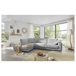 Ecksofa Home Affaire "Enisa XXL B/T/H: 325/224/85 cm L-Form", grau (hellgrau), B:325cm, Cord (88% Polyester / 12% Polyacryl), Sofas, Ecksofa, Kuschelig, gem&uuml;tlich, in 5 Farben, Bezug in Cord, mit 2 Zierkissen, Topseller