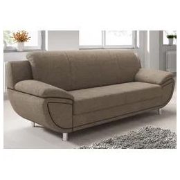 3-Sitzer Trendmanufaktur "Rondo II zeitlos und bequem", braun (tan), B:207cm H:85cm T:94cm, Struktur ( 100% Polyester), Sofas, wahlweise mit komfortablem Federkern, mit extra breiten Armlehnen