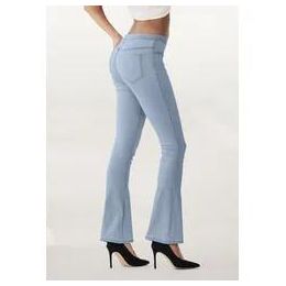 Jeggings Buffalo, Damen, Gr. 42, N-Gr, blau (hellblau, jeans), Strick, Obermaterial: 69% Baumwolle, 21% Polyester, 8% Viskose, 2% Elasthan, unifarben, Hosen Jeggings, mit ausgestelltem Bein