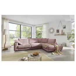 Ecksofa Home Affaire "Enisa XXL B/T/H: 325/224/85 cm L-Form", rosa (ros&eacute;), B:325cm, Cord (88% Polyester / 12% Polyacryl), Sofas, Ecksofa, Kuschelig, gem&uuml;tlich, in 5 Farben, Bezug in Cord, mit 2 Zierkissen