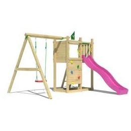 Spielturm Jungle Gym "Deck", pink (fuchsia), Spielt&uuml;rme, KinderB:296cm H:232cm T:342cm, Holzwerkstoff, Spielanlage mit Schaukel und Rutsche mit Wasseranschluss, B:296cm H:232cm T:342cm