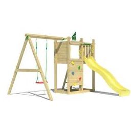 Spielturm Jungle Gym "Deck", gelb, Spielt&uuml;rme, KinderB:296cm H:232cm T:342cm, Holzwerkstoff, Spielanlage mit Schaukel und Rutsche mit Wasseranschluss, B:296cm H:232cm T:342cm