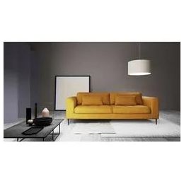 3-Sitzer Trendmanufaktur "Luzi, gem&uuml;tlich elegant, tolle Detailverarbeitung, Steppung im Sitz", orange (golden orange), B:220cm H:80cm T:99cm, 100% Polyester, Sofas, wahlweise mit Schlaffunktion und Bettkasten, inklusive Nierenkissen