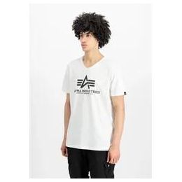 T-Shirt Alpha Industries "Basic T-Shirt BL V-Neck", Herren, Gr. L, wei&szlig;, Obermaterial: 100% Baumwolle, Shirts T-Shirt
