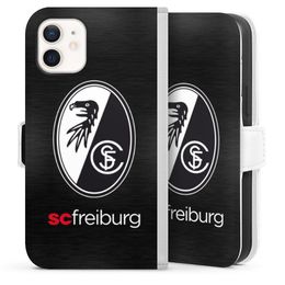 DeinDesign iPhone 12 mini Handy Klapph&uuml;lle Handyh&uuml;lle aus Kunst Leder wei&szlig; Flip Case Scratch Official Licensed Product Sc Freiburg Sideflip mit Lasche