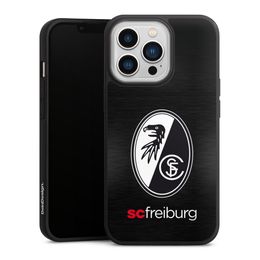 DeinDesign iPhone 13 Pro Handy Premium Silikon H&uuml;lle Handyh&uuml;lle schwarz Case Scratch Official Licensed Product Sc Freiburg Silikon Premium Case