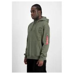 Hoodie Alpha Industries "Embroidery Hoodie", Herren, Gr. S, gr&uuml;n (schwarz olive), Obermaterial: 80% Baumwolle, 20% Polyester, regular fit, Sweatshirts Hoodie