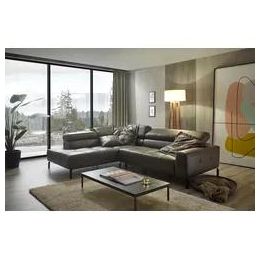Ecksofa Home Affaire "Claya, L-Form, incl. Kopfteilverstellung, Breite 276 cm", gr&uuml;n (olive), B:276cm H:71cm T:219cm, 100% Leder, Sofas, Ecksofa, wahlweise elektrischer Sitzvorzug