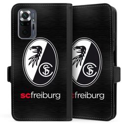 DeinDesign Xiaomi Redmi Note 10 Pro Handy Klapph&uuml;lle Handyh&uuml;lle aus Kunst Leder schwarz Flip Case Scratch Official Licensed Product Sc Freiburg Sideflip mit 