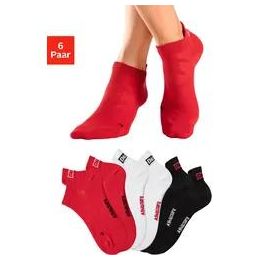 Sneakersocken Bench., Damen, Gr. 39-42, rot (2x rot, 2x wei&szlig;, 2x schwarz), Baumwollmischung, unifarben, elastisch, Socken Sneakersocken, mit L&uuml;ftungskan&auml;len in Netzstruktur