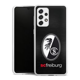 DeinDesign Galaxy A33 5G Handy Silikon H&uuml;lle Case wei&szlig; Handyh&uuml;lle Scratch Sc Freiburg Official Licensed Product Silikon Case