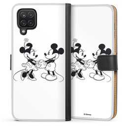 DeinDesign Galaxy A12 Handy Klapph&uuml;lle Handyh&uuml;lle aus Kunst Leder schwarz Flip Case Disney Valentine'S Day Sideflip mit langer Lasche