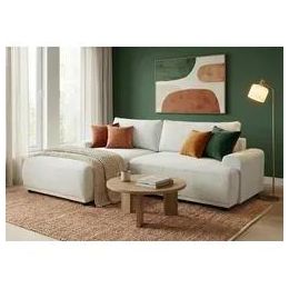 Ecksofa Trendmanufaktur "Fordon, Schlafsofa mit Bettkasten, Couch in L-Form, Breite 250 cm", wei&szlig; (wollwei&szlig;), B:250cm H:82cm T:167cm, 100% Polyester, Sofas, Ecksofa, in Struktur fein LEO, haustierfreundlich, wollwei&szlig;, Recamiere links