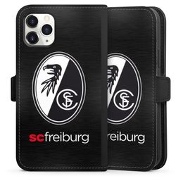 DeinDesign iPhone 11 Pro Handy Klapph&uuml;lle Handyh&uuml;lle aus Kunst Leder schwarz Flip Case Scratch Official Licensed Product Sc Freiburg Sideflip mit Lasche