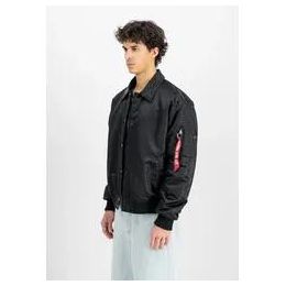 Bomberjacke Alpha Industries "Coach Logo Jacket", Damen, Gr. L, schwarz, Obermaterial: 100% Nylon, Jacken Bomberjacke