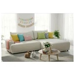 Ecksofa Trendmanufaktur "Fordon, Schlafsofa mit Bettkasten, Couch in L-Form, Breite 250 cm", grau (sandgrau), B:250cm H:82cm T:167cm, 100% Polyester, Sofas, Ecksofa, in Struktur LUMOS, 3D-Effekt, sandgrau, Recamiere rechts