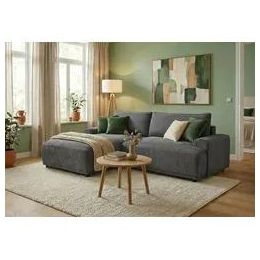 Ecksofa Trendmanufaktur "Fordon, Schlafsofa mit Bettkasten, Couch in L-Form, Breite 250 cm", grau (dunkelgrau), B:250cm H:82cm T:167cm, 92% Polyester, 8% Polyamide, Sofas, Ecksofa, in Cordstoff HYPER, dunkelgrau, Recamiere links