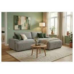 Ecksofa Trendmanufaktur "Fordon, Schlafsofa mit Bettkasten, Couch in L-Form, Breite 250 cm", blau (betongrau), B:250cm H:82cm T:167cm, 92% Polyester, 8% Polyamide, Sofas, Ecksofa, in Cordstoff HYPER, betongrau, Recamiere rechts