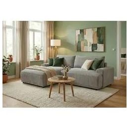 Ecksofa Trendmanufaktur "Fordon, Schlafsofa mit Bettkasten, Couch in L-Form, Breite 250 cm", blau (betongrau), B:250cm H:82cm T:167cm, 92% Polyester, 8% Polyamide, Sofas, Ecksofa, in Cordstoff HYPER, betongrau, Recamiere links