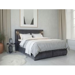 Boxspringbett OTTO HOME "MIVVA inkl. Bettkasten & Topper, Komfortliegeh&ouml;he: 67 cm", anthrazit, B:204cm L:215cm, Holz teilmassiv, Holzwerkstoff, Spanplatte, Komplettbetten, Boxspringbett, in H3, H4 oder Hmix H3/H4, wahlweise mit oder ohne LED-Leuchten