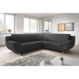 Ecksofa Trendmanufaktur "Rondo II, zeitlos & elegant, bequeme Armlehnen, L-Form", grau (dunkelgrau), B:267cm H:85cm T:247cm, Struktur (100% Polyester), Sofas, Ecksofa, wahlweise mit Federkern, wahlweise mit Bettfunktion, B/T 267/247cm