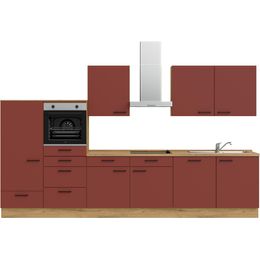 K&uuml;chenzeile Nobilia "Easytouch I", NEU: individuell anpassbar mit gratis Profi-Beratung", rot (k&uuml;che: rot, korpus: eiche sierra nachbildung, arbeitsplatte: eiche sierra nachbildung), B:360,3cm H:216,6cm T:60cm, Komplettk&uuml;chen-Sets, K&uuml;chenzeile, vormontiert, Breite 360 cm, Ausrichtung w&auml;hlbar, wahlw. mit E-Ger&auml;ten