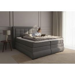 Boxspringbett OTTO HOME "MIVVA inkl. Bettkasten und Topper, Komfortliegeh&ouml;he: 67 cm", anthrazit, B:204cm L:215cm, Holz teilmassiv, Holzwerkstoff, Spanplatte, Komplettbetten, Boxspringbett, in H3, H4 oder Hmix H3/H4, wahlweise mit oder ohne LED-Leuchten
