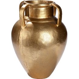 Tischvase Gilde "Vase Antigua mit 4 Henkel", goldfarben, B:25cm H:33cm T:25cm &Oslash;:25cm, Aluminium, Vasen