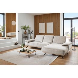 Ecksofa DIE PLANBAR "ZE-EM18063, Breite 322 cm", cyber ecru, B:322cm H:89cm T:187cm, 100% Recyceltes Polyester, Sofas, Ecksofa, wahlweise mit Sitztiefen- und Armteilverstellung