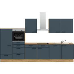 K&uuml;chenzeile Nobilia "Easytouch I", NEU: individuell anpassbar mit gratis Profi-Beratung", blau (k&uuml;che: blau, korpus: eiche sierra nachbildung, arbeitsplatte: eiche sierra nachbildung), B:360,3cm H:216,6cm T:60cm, Komplettk&uuml;chen-Sets, K&uuml;chenzeile, vormontiert, Breite 360 cm, Ausrichtung w&auml;hlbar, wahlw. mit E-Ger&auml;ten
