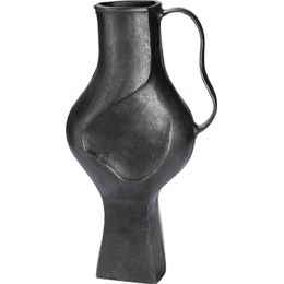 Tischvase Gilde "Vase Antigua mit Henkel", schwarz, B:24cm H:43cm T:15cm, Aluminium, Vasen