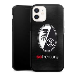 DeinDesign iPhone 12 mini Handy Slim Case extra d&uuml;nn Silikon Handyh&uuml;lle schwarz H&uuml;lle Scratch Official Licensed Product Sc Freiburg Silikon Slim Case