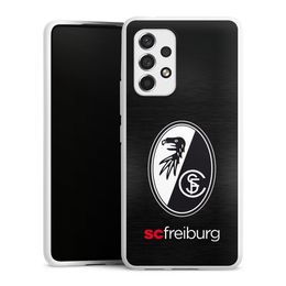 DeinDesign Galaxy A53 5G Handy Silikon H&uuml;lle Case wei&szlig; Handyh&uuml;lle Scratch Sc Freiburg Official Licensed Product Silikon Case