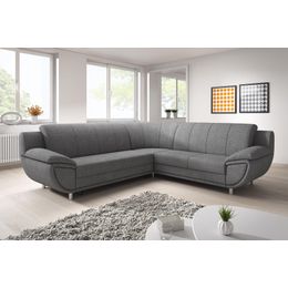 Ecksofa Trendmanufaktur "Rondo II, zeitlos & elegant, bequeme Armlehnen, L-Form", grau (hellgrau), B:267cm H:85cm T:247cm, Struktur (100% Polyester), Sofas, Ecksofa, wahlweise mit Federkern, wahlweise mit Bettfunktion, B/T 267/247cm