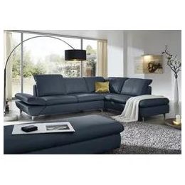 Ecksofa W.Schillig "Taoo, elegant und zeitlos, bequem, L-Form, Breite 296cm", blau (blau z73), B:296cm H:84cm T:242cm, Longlife Xtra-Leder Z73: Naturwalkleder der Luxusklasse aus den erlesensten Rohh&auml;uten. Hautst&auml;rke 1, 1 &ndash; 1, 3 mm, Sofas, Ecksofa, mit Sitziefenverstellung & Kopfteilverstellung