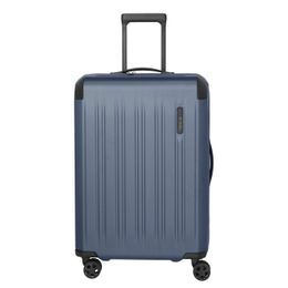 Hartschalen-Trolley Travelite "DYNAMIIC Reisekoffer Hartschale", Gr. B/H/T: 46cm x 66cm x 26cm 69 l, blau (denimblau), ABS, unifarben mit Farbeins&auml;tzen, Koffer, ABS-Hartschale und Volumenerweiterung
