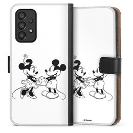 DeinDesign Galaxy A33 5G Handy Klapph&uuml;lle Handyh&uuml;lle aus Kunst Leder schwarz Flip Case Disney Valentine'S Day Sideflip mit langer Lasche