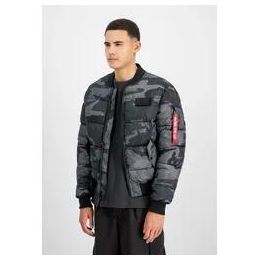Bomberjacke Alpha Industries "MA-1 Puffer Bomber Camo", Herren, Gr. XL, schwarz (schwarz camo), Obermaterial: 100% Polyester; Futter: 100% Polyester; F&uuml;llung: 100% Polyester, Jacken Bomberjacke