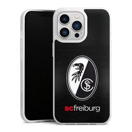 DeinDesign iPhone 13 Pro Handy Silikon H&uuml;lle Case wei&szlig; Handyh&uuml;lle Scratch Official Licensed Product Sc Freiburg Silikon Case