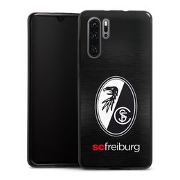 DeinDesign Huawei P30 Pro Handy Silikon H&uuml;lle Case schwarz Handyh&uuml;lle Scratch Official Licensed Product Sc Freiburg