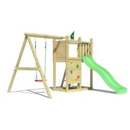 Spielturm Jungle Gym "Deck", gr&uuml;n (hellgr&uuml;n), Spielt&uuml;rme, KinderB:296cm H:232cm T:342cm, Holzwerkstoff, Spielanlage mit Schaukel und Rutsche mit Wasseranschluss, B:296cm H:232cm T:342cm