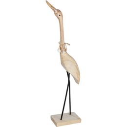 Skulptur Gilde "Skulptur Reiher Julius", naturfarben, B:27cm, Holz teilmassiv, Dekofiguren