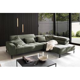 Ecksofa Home Affaire "Claya, L-Form, incl. Kopfteilverstellung, Breite 276 cm", gr&uuml;n (oliv), B:276cm H:71cm T:219cm, 95% Polyester, 5% Nylon, Sofas, Ecksofa, wahlweise elektrischer Sitzvorzug