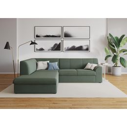 Ecksofa DOMO collection "Topper zeitlos elegant, kompakte Stellma&szlig;eL-Form", gr&uuml;n (apfelgr&uuml;n), B:237cm H:78cm T:200cm, Sofas, Ecksofa, mit Ottomane, wahlweise mit Schlaffunktion