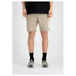 Shorts Alpha Industries "Alpha Puff Print Short", Herren, Gr. M, Normalgr&ouml;&szlig;en, beige (vintage sand), Obermaterial: 80% Baumwolle, 20% Polyester, Hosen Shorts
