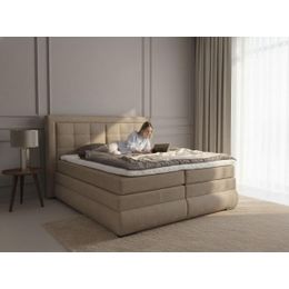 Boxspringbett OTTO HOME "MIVVA inkl. Bettkasten und Topper, Komfortliegeh&ouml;he: 67 cm", cappuccino, B:204cm L:215cm, Holz teilmassiv, Holzwerkstoff, Spanplatte, Komplettbetten, Boxspringbett, in H3, H4 oder Hmix H3/H4, wahlweise mit oder ohne LED-Leuchten