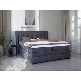 Boxspringbett OTTO HOME "MIVVA inkl. Bettkasten & Topper, Komfortliegeh&ouml;he: 67 cm", anthrazit, B:204cm L:215cm, Holz teilmassiv, Holzwerkstoff, Spanplatte, Komplettbetten, Boxspringbett, in H3, H4 oder Hmix H3/H4, wahlweise mit oder ohne LED-Leuchten